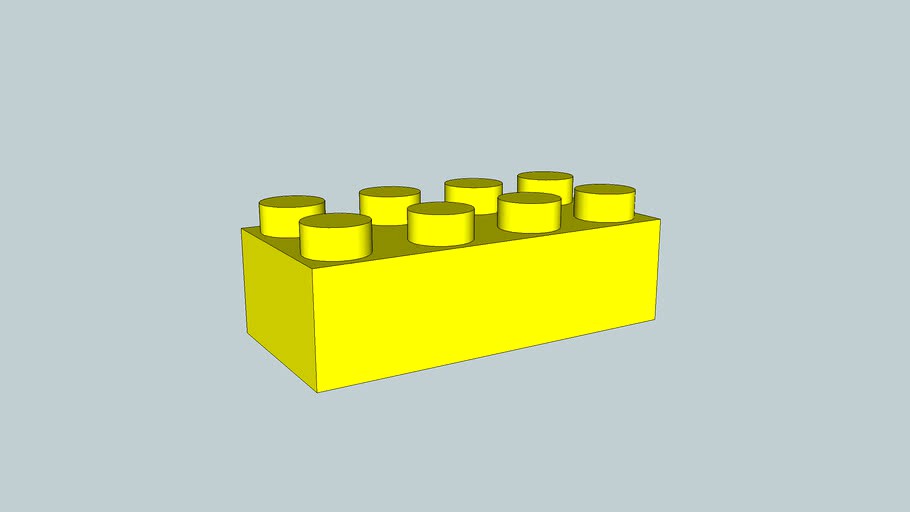 Yellow Lego Brick 3d model