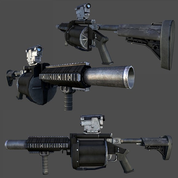 M32 Grenade Launcher (Milkor MGL) 3d model