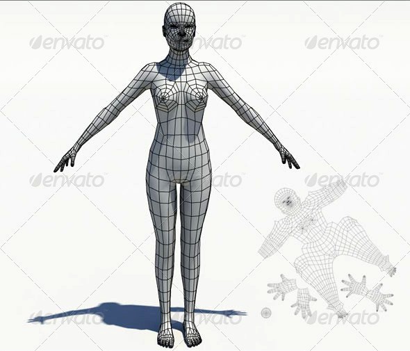 Low poly girl mesh 3d model