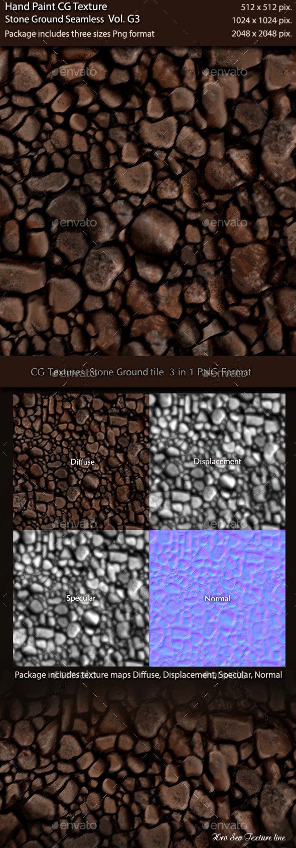 Hand Paint CG Texture Stone Ground Tile G1 3d model