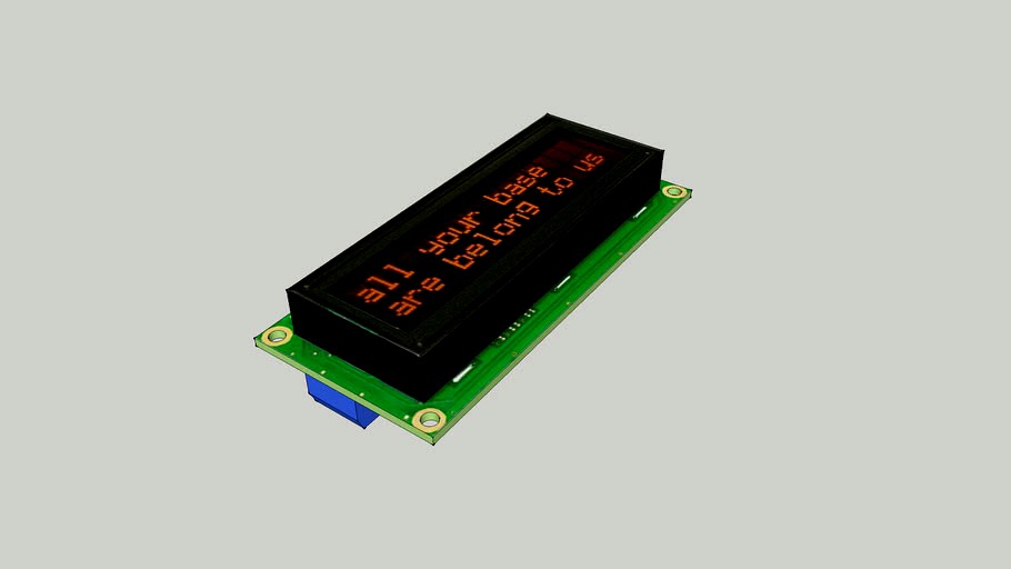 Sparkfun Serial Enabled 16x2 LCD - Amber on Black 3d model