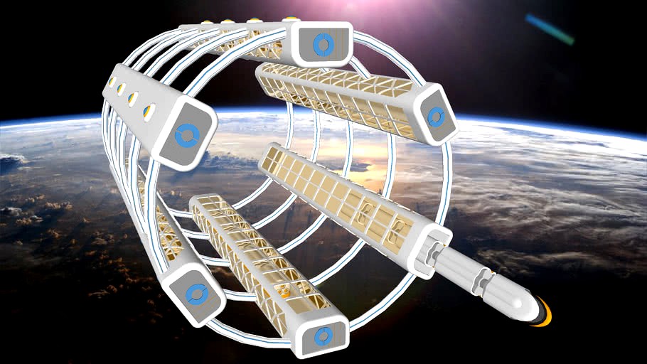 Space train repair dock 3d model
