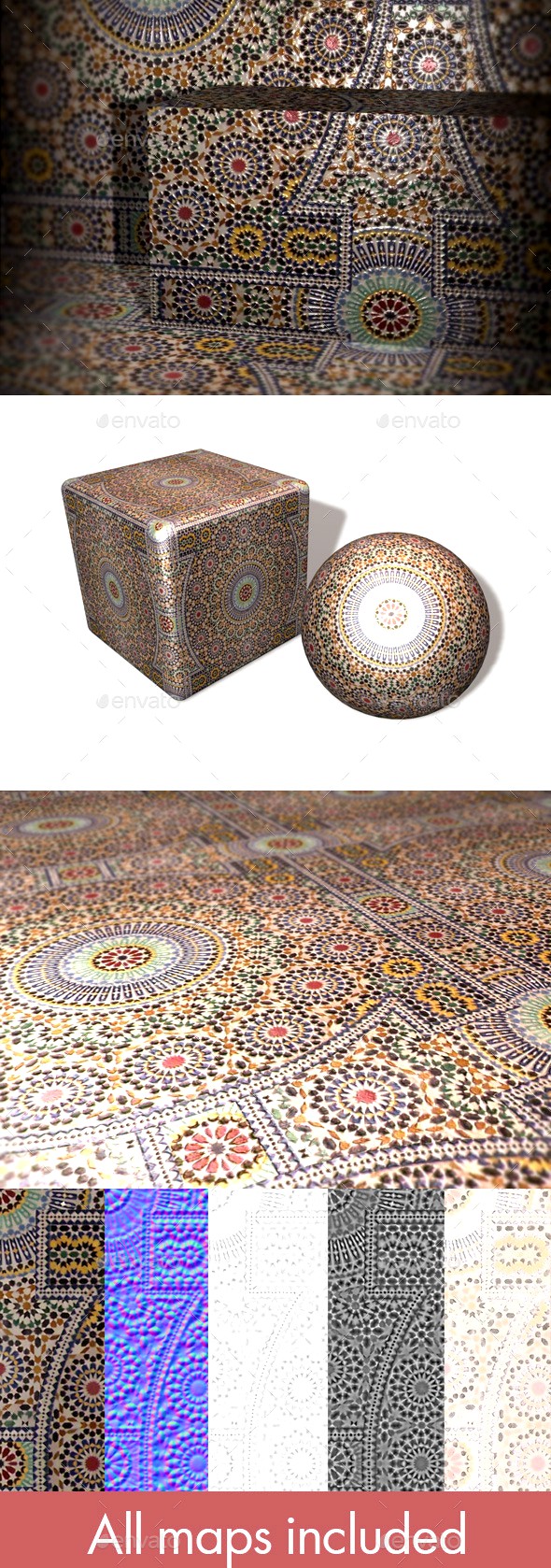 Moroccan Tiles Seamless Texture 3d model
