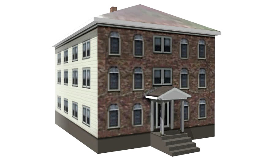 3 Story Brick Building 3d model