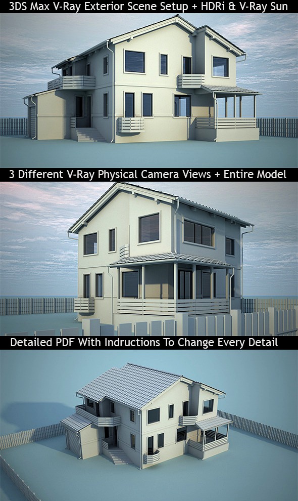 3DS Max V-Ray Realistic Exterior Scene Setup model