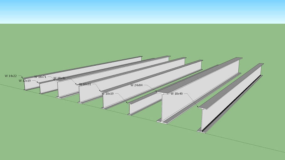 W Shape Steel I-Beams 3d model