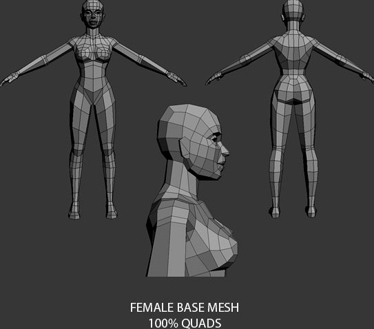 Low Poly Female Base Mesh 3d model