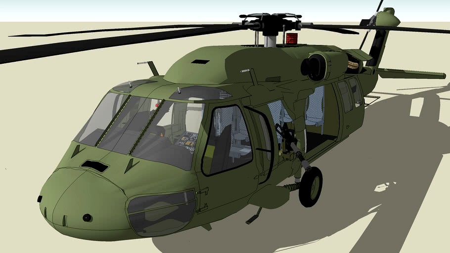 MH60J Black Hawk full interior and glass cockpit and waist gunners 3d model