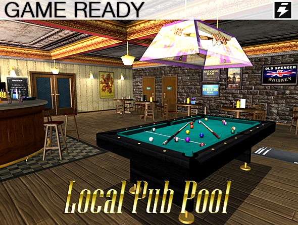 Game Ready Local Pub - Pool Room 3d model