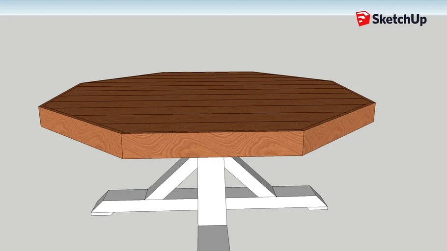 8 Person Octagon table - Farmhouse style 3d model