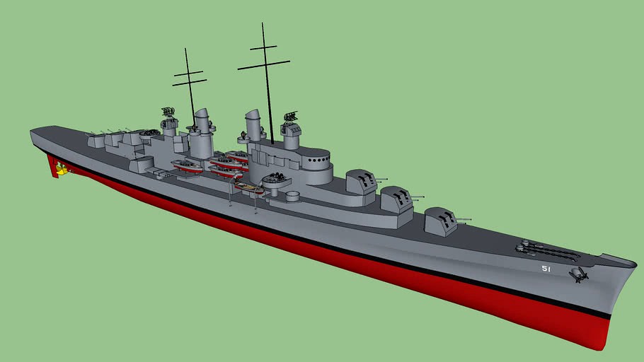 USS CL-51 Atlanta class light cruiser / アトランタ級軽巡洋艦 3d model