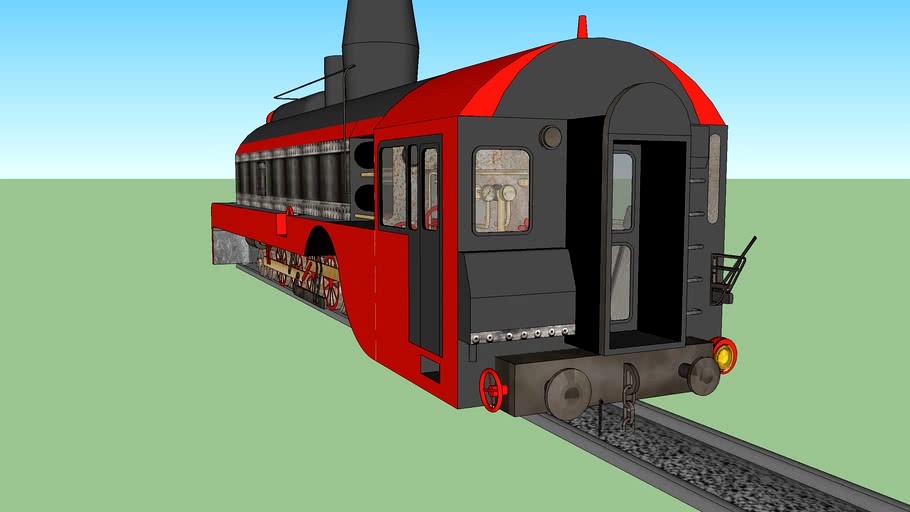 The steam power old locomotive bidirectional 3d model