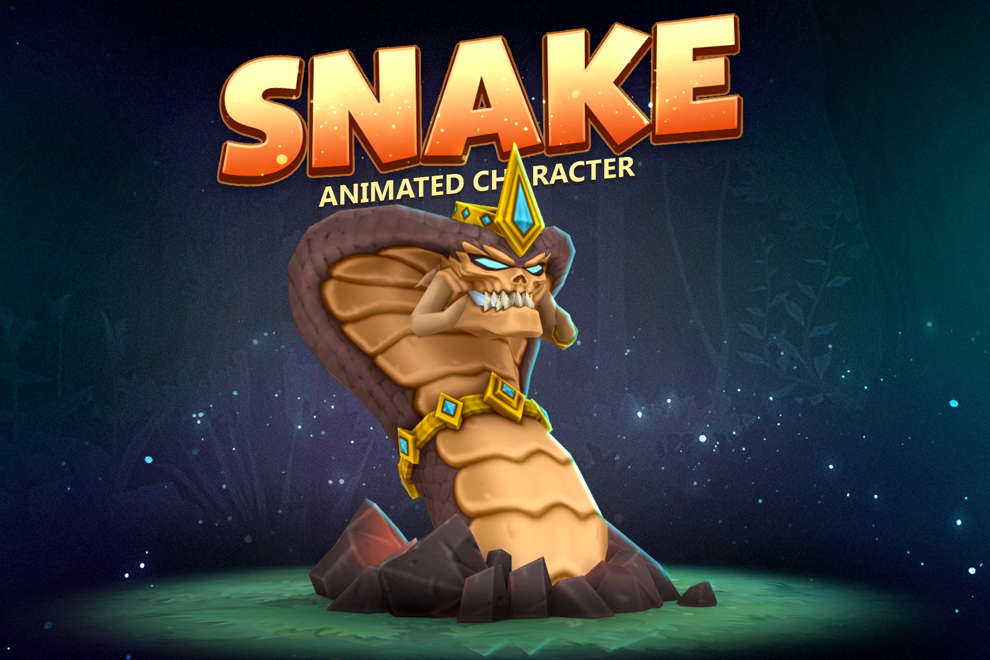 Snake animated character 3d model