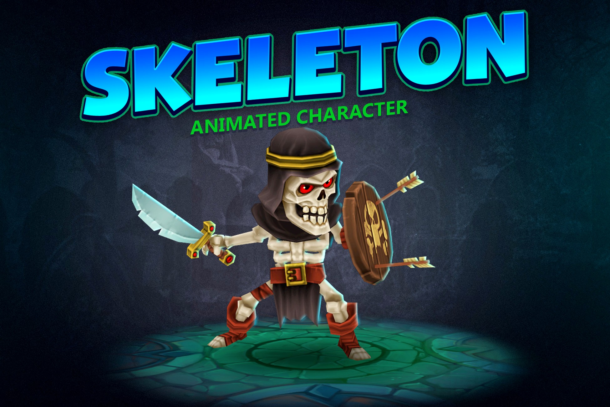 Skeleton animated character 3d model