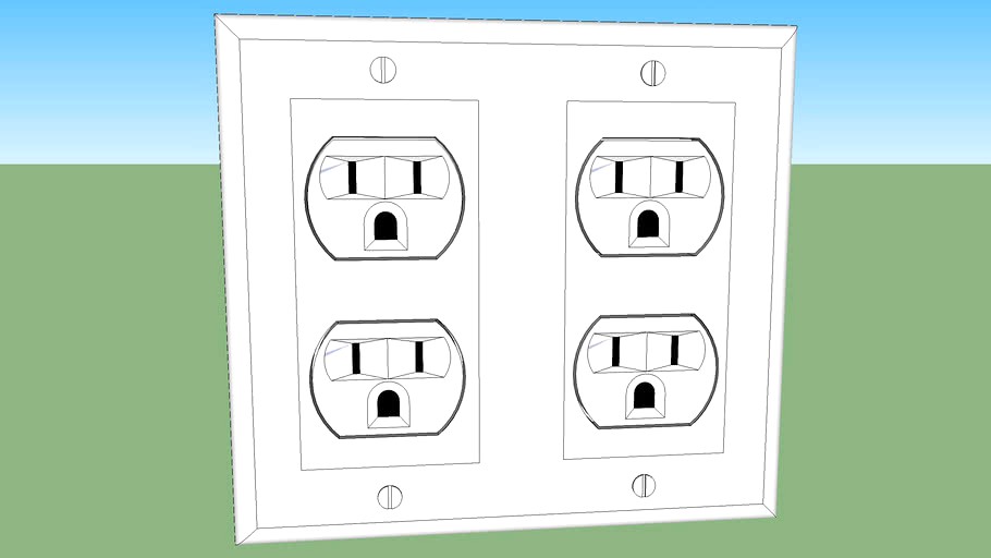 Double Electric Wall Outlet 3d model