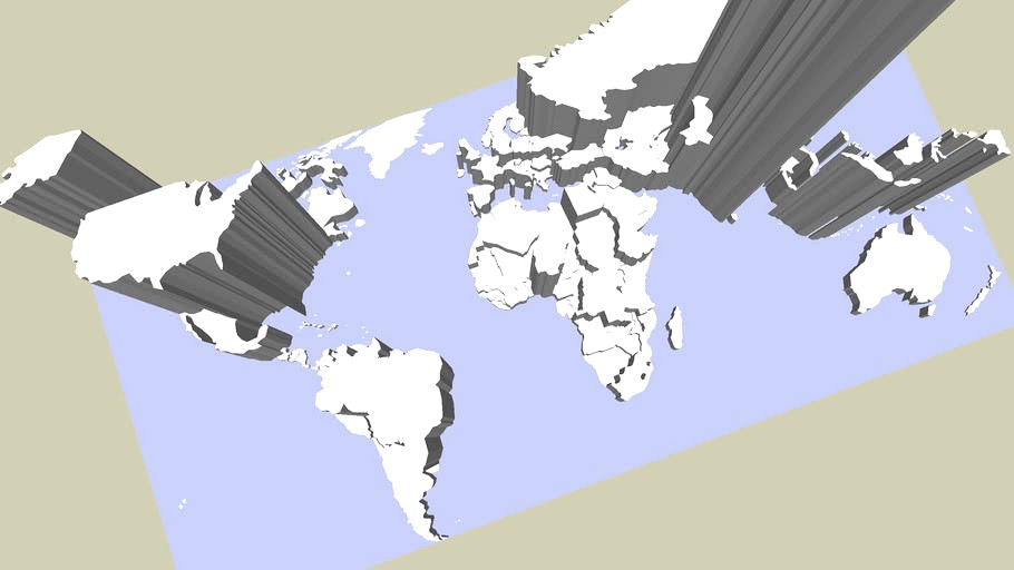 World Population Map 3d model