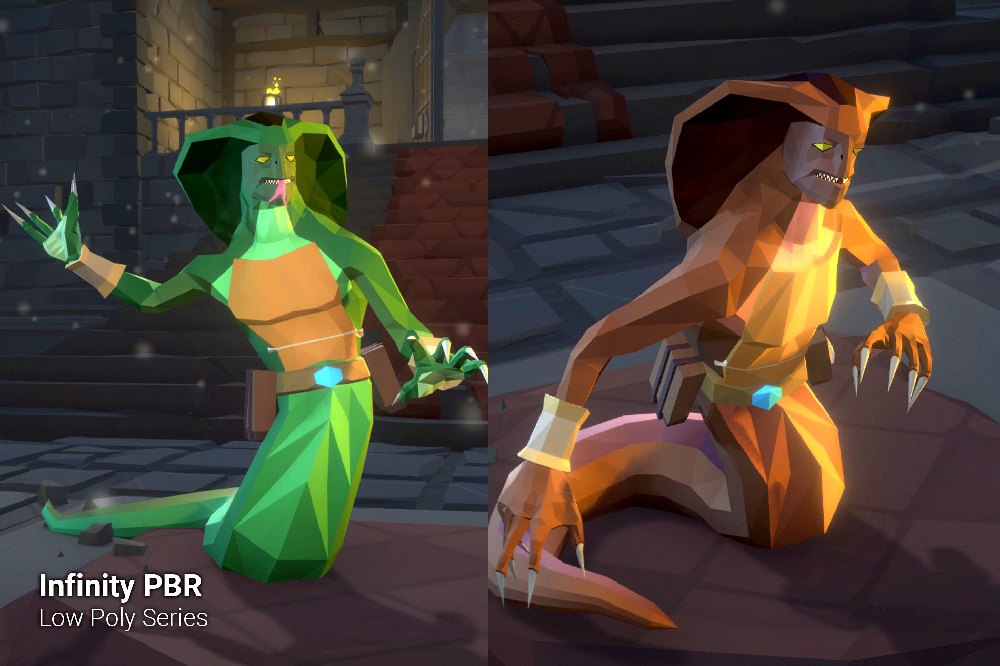 Low Poly Character - Serpent Warrior - Fantasy RPG 3d model