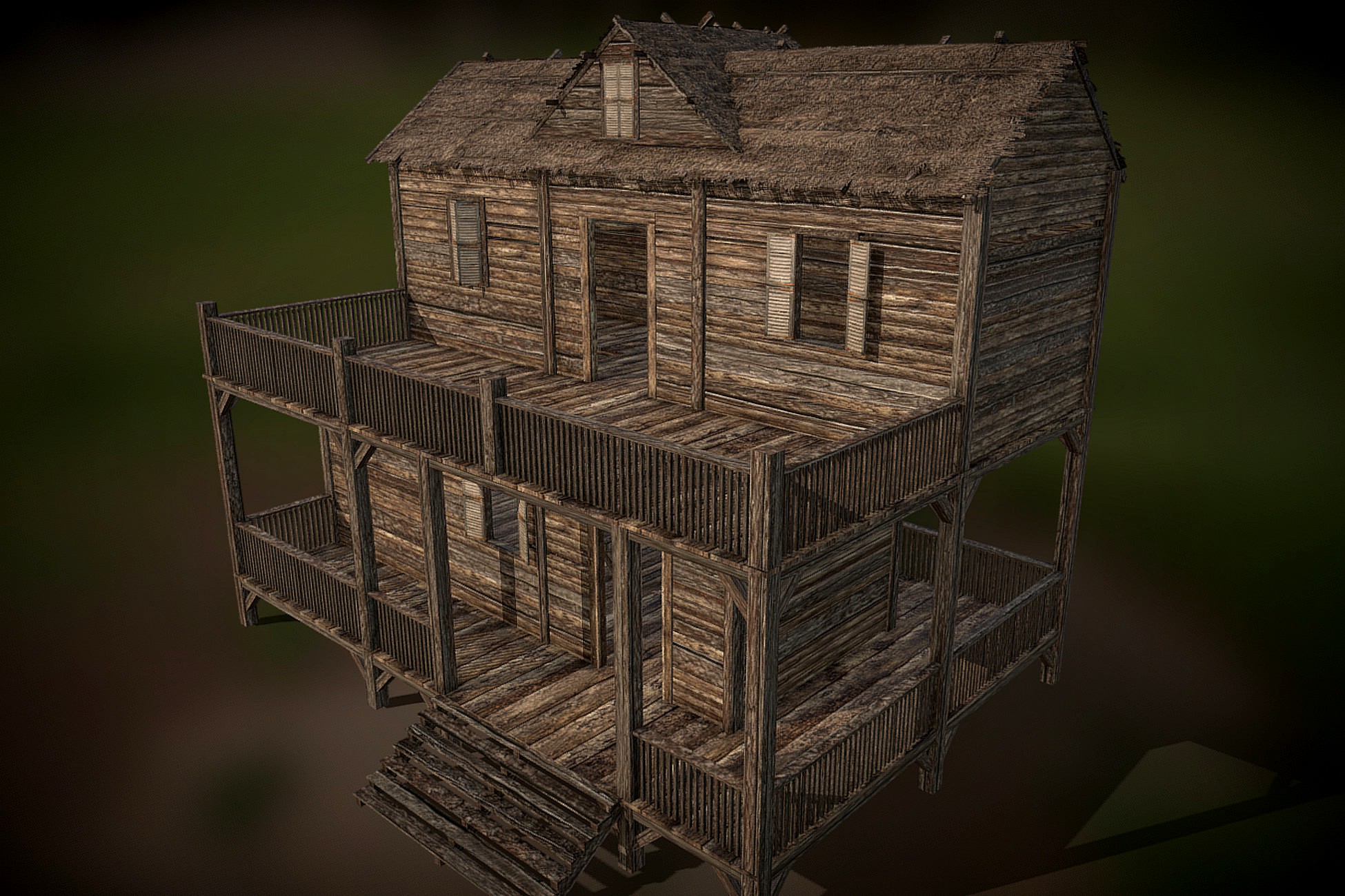 Medieval Wooden Shack 02 3d model