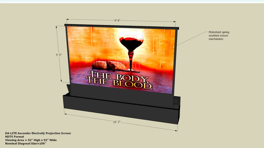 Floor Mounted Projection Screen 3d model