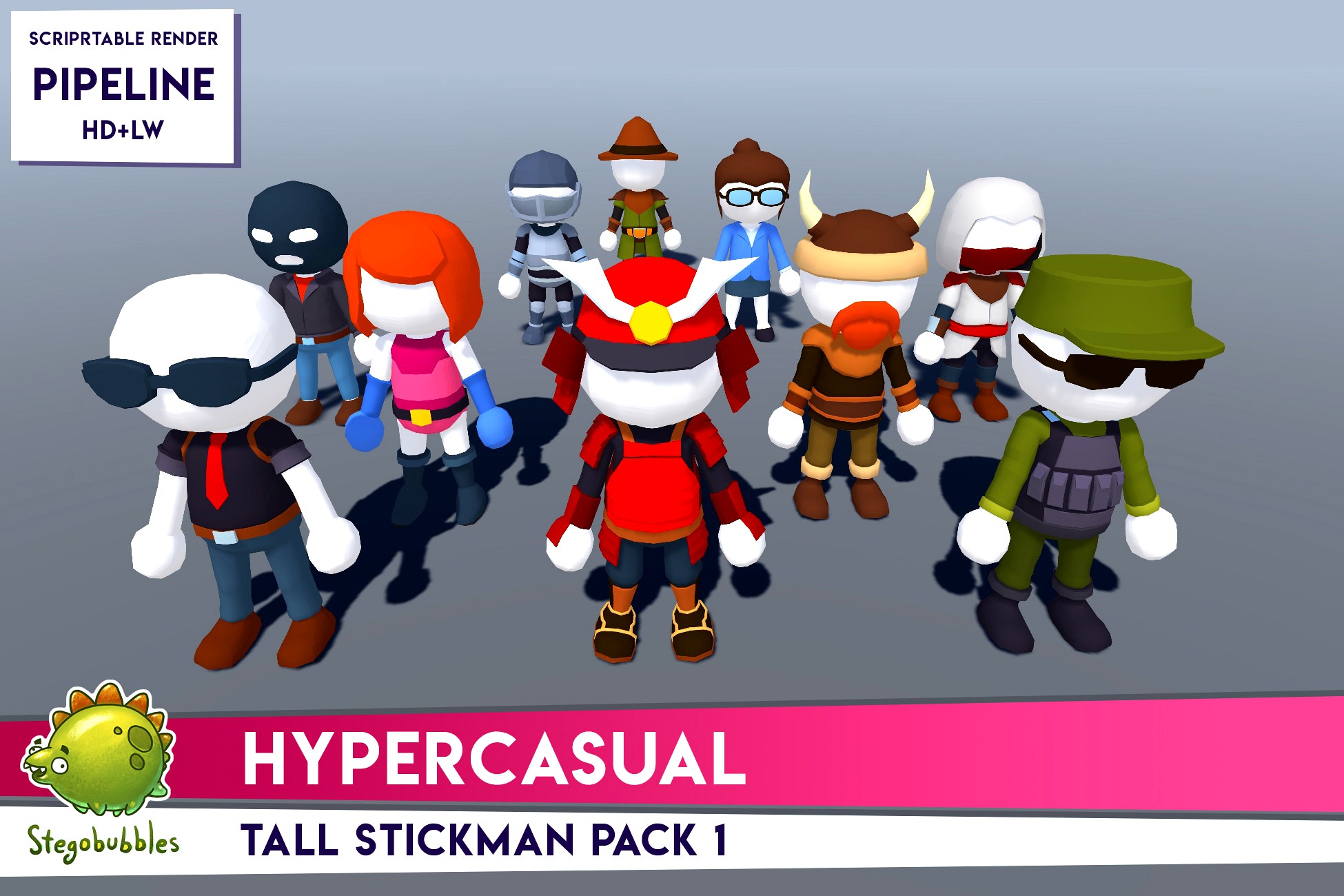 HYPERCASUAL - Tall Stickman Pack 1 3d model