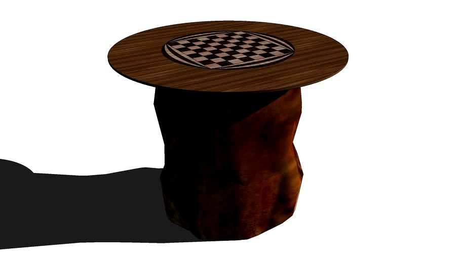 tree stump chess board coffy table 3d model