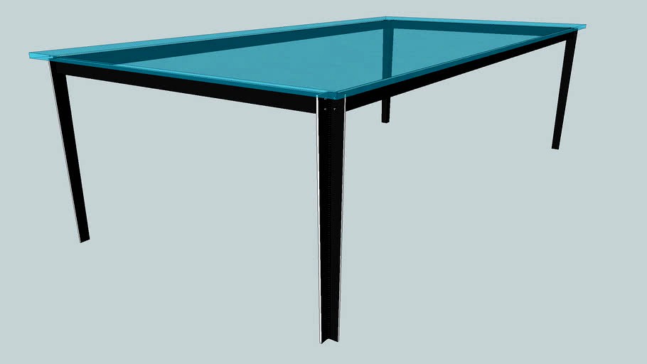 Glass Top Table with Steel Frame 3d model