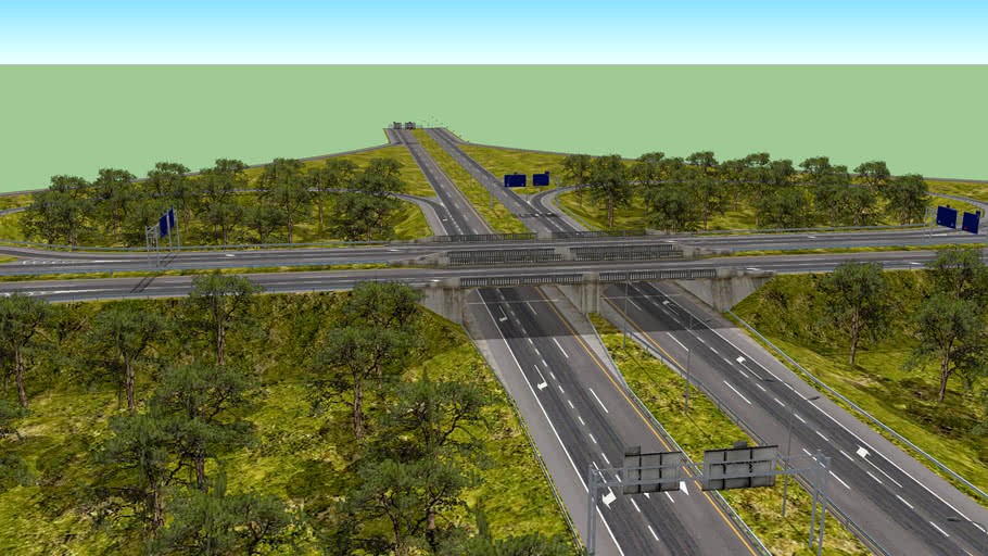 Cloverleaf interchange 3d model