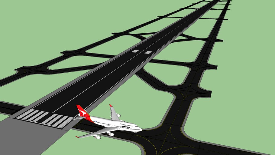 Airport Runway w/ Taxiway 3d model