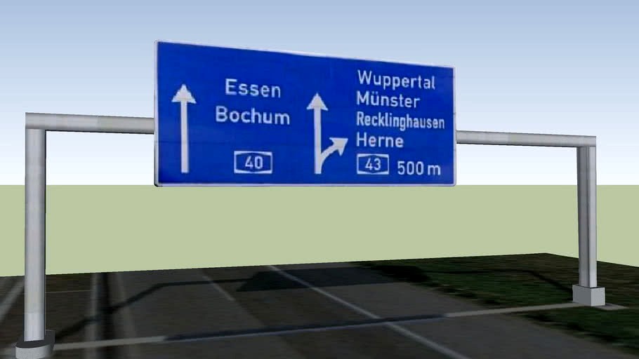Autobahnschild auf der A40 3d model