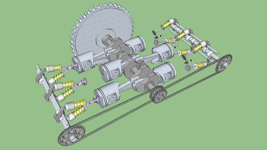 6-Cylinder Flat Engine 3d model