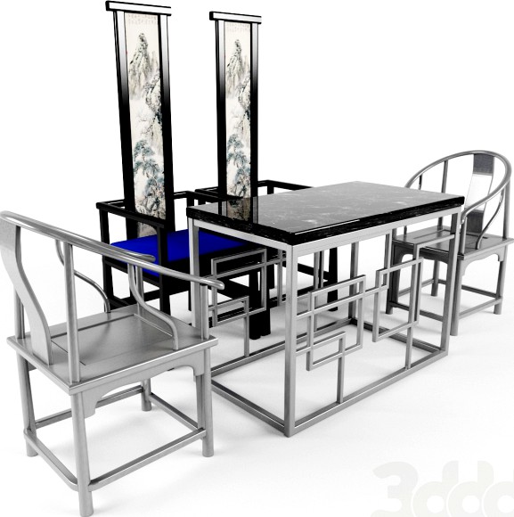 CHINESE TABLE AND CHAIR 3d model