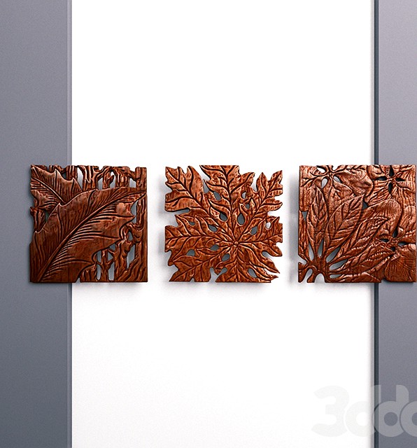 «Autumn Leaves Wall Panel Set» 3d model