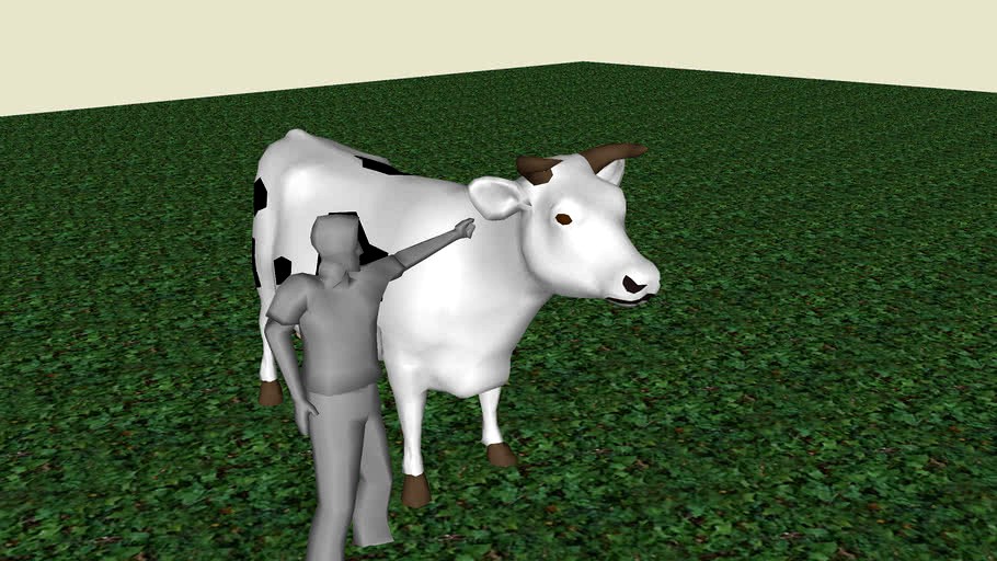 cow with person 3d model