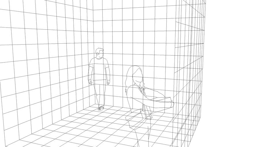 Perspective room grid 3d model