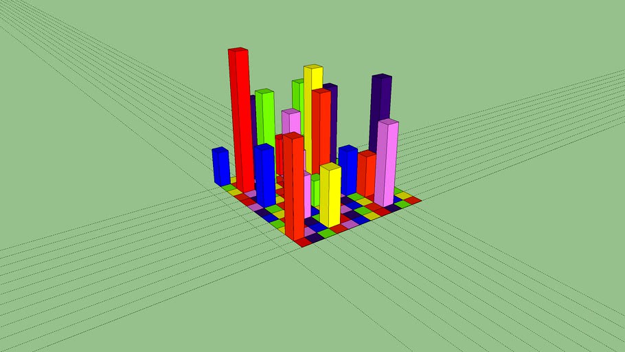 Raised Coloured Grid 3d model