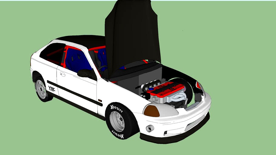 Drag Racing honda civic ek hatch 3d model