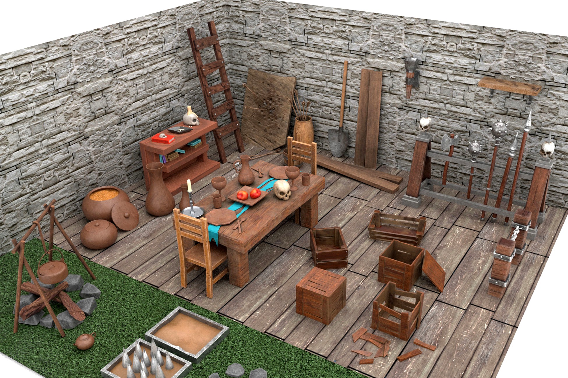 Various Environment Props 3d model