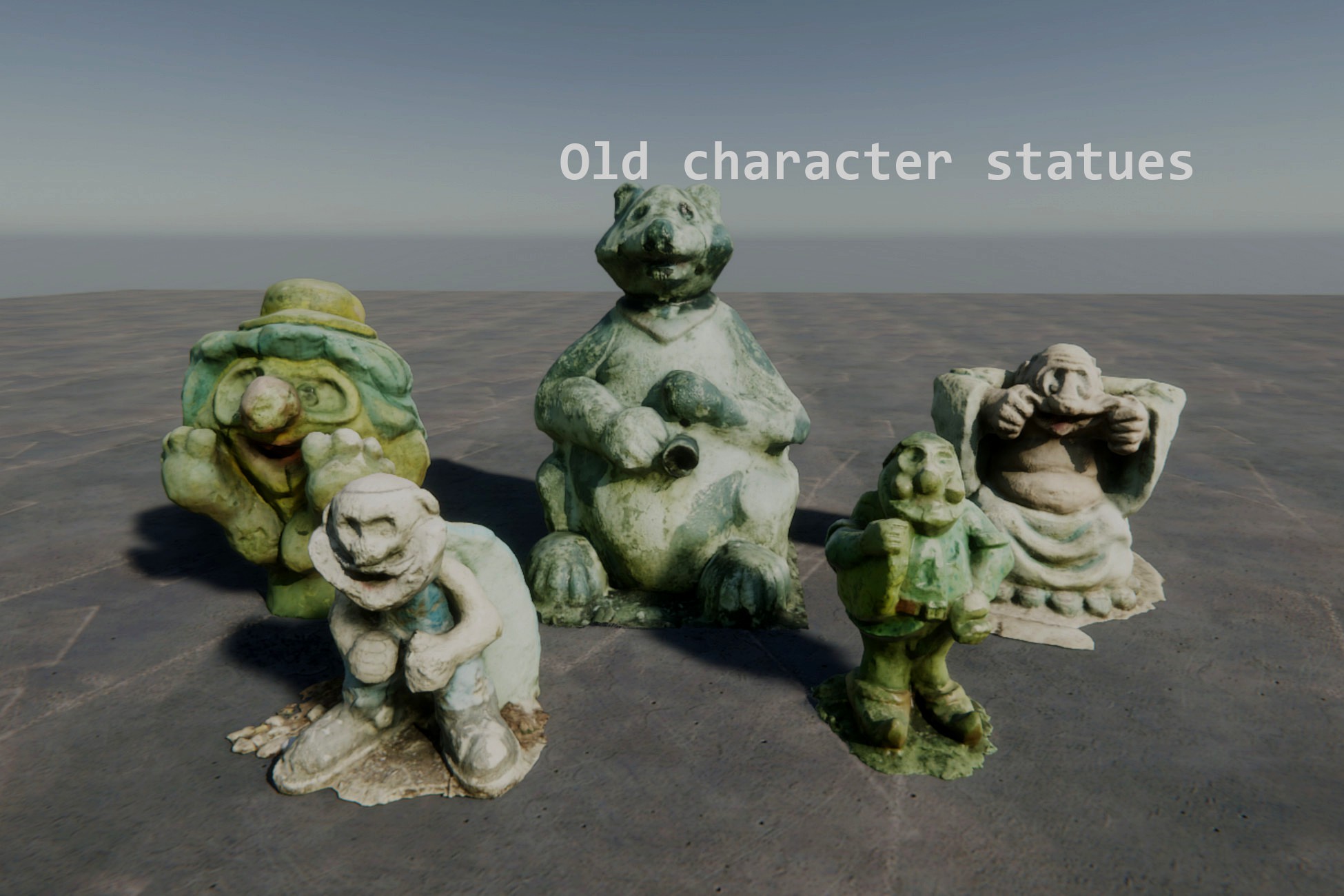 Old character statues 3d model