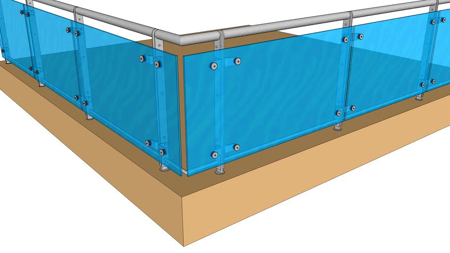 Steel Studio USA Commercial Glass Railing System Core Drill 3d model