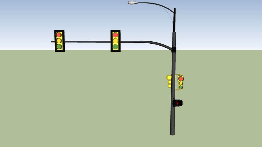 Traffic light with crosswalk 3d model