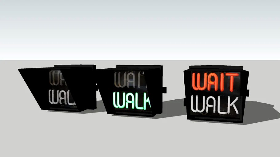 8-inch Neon Econolite Wait/Walk pedestrian signals 3d model