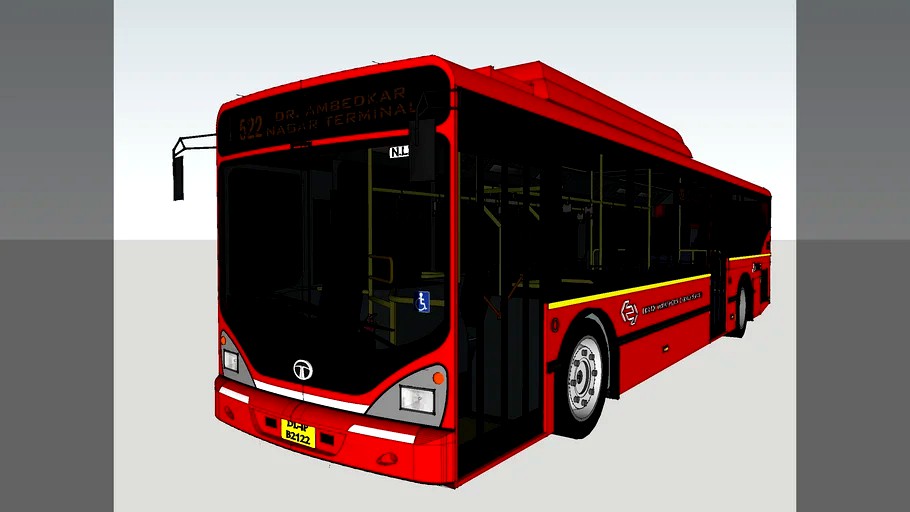 tata low floor dtc bus delhi ac 3d model