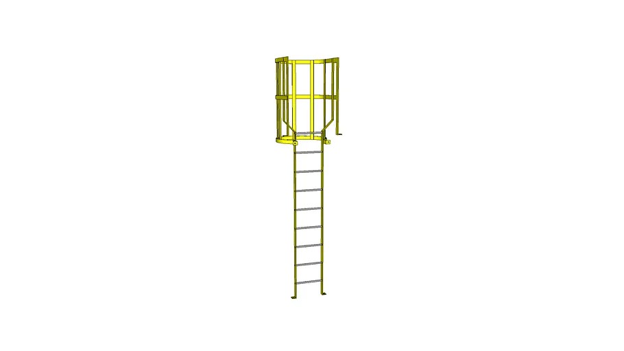 Cat Ladder with safety hoops 3d model