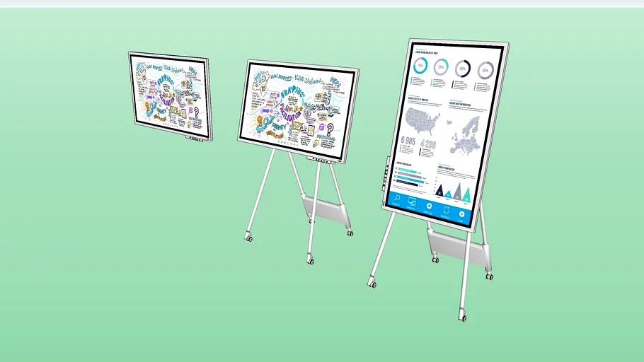 Samsung Flip 2 55'' white with Tray on the Stand 3d model