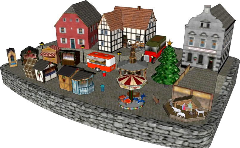 Weihnachtsmarkt in der Rheinallee 3d model