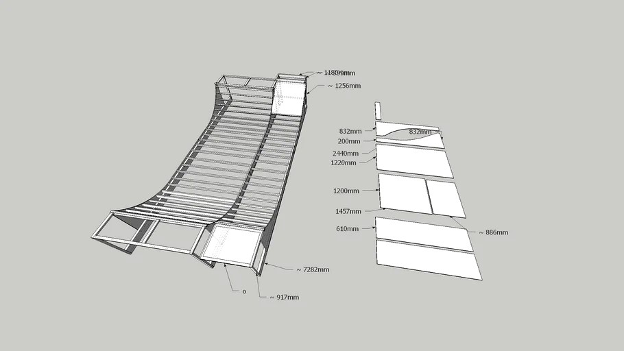 Skate half pipe mini ramp 3d model