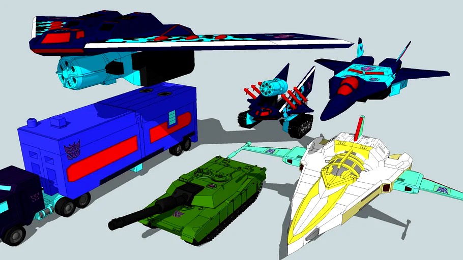 G2 Decepticon vehicles 3d model