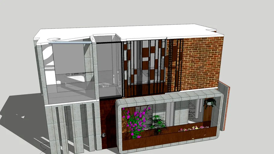 wooden jali with metal 3d model