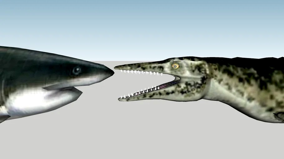 megalodon vs mosasaurus 3d model