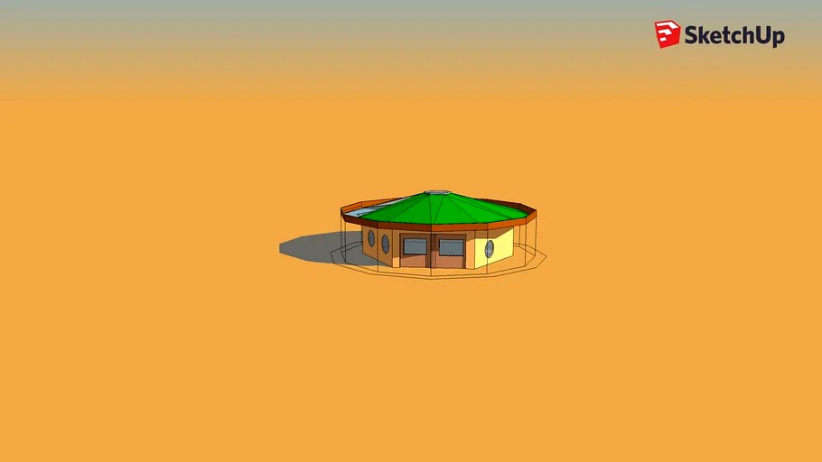 hexagonal roundhouse with 12-sided roof 3d model